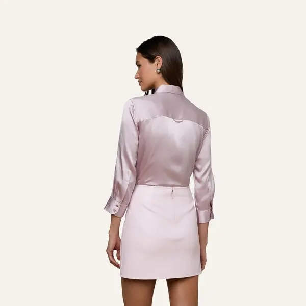 L'Agence Dani Silk Blouse Top - Icy Lilac
