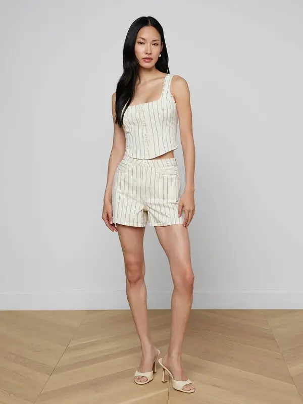 L'Agence Saga Top - Ecru/navy Stripe