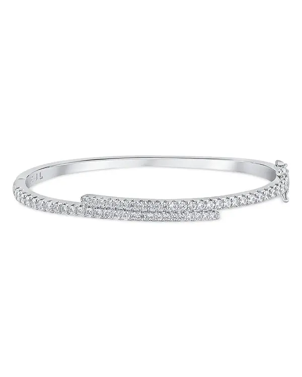 KENNETH JAY LANE Cubic Zirconia Bypass Bangle Bracelet - Silver
