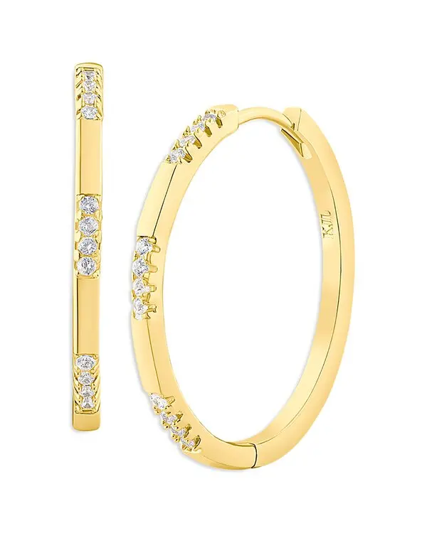 KENNETH JAY LANE Pave Station Oval Hoop Earrings - Gold