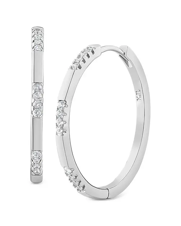 KENNETH JAY LANE Pave Station Oval Hoop Earrings - Silver