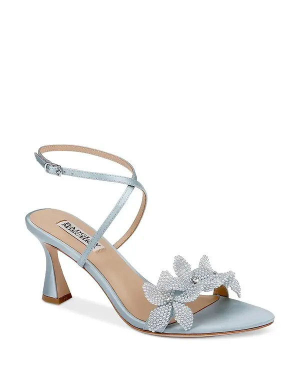 Badgley Mischka Whitney Embellished Sandals - Mist Blue Satin