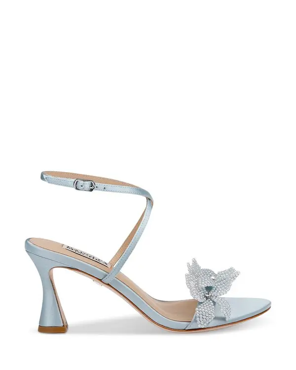 Badgley Mischka Whitney Embellished Sandals - Mist Blue Satin