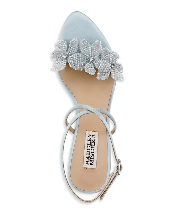 Badgley Mischka Whitney Embellished Sandals - Mist Blue Satin