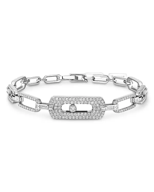 Messika 14k Move Link Diamond Gourmette Bracelet - White Gold