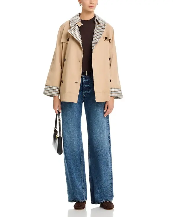 Rails Lucien Plaid Trim Double Breasted Jacket - Sand
