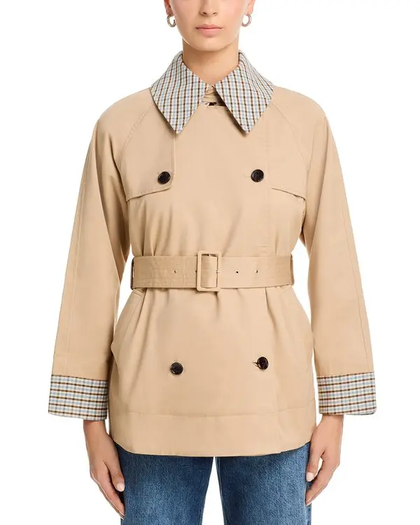 Rails Lucien Plaid Trim Double Breasted Jacket - Sand