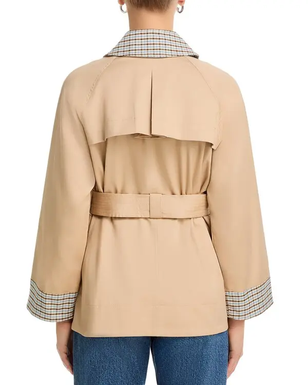 Rails Lucien Plaid Trim Double Breasted Jacket - Sand
