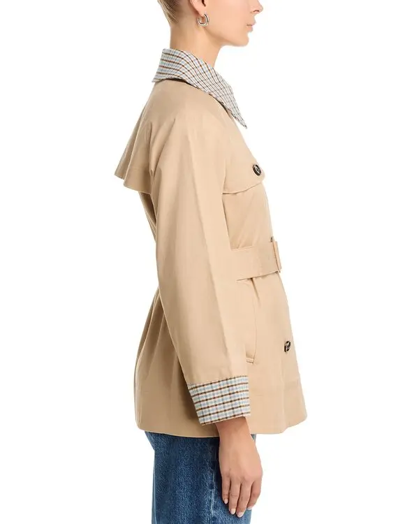 Rails Lucien Plaid Trim Double Breasted Jacket - Sand