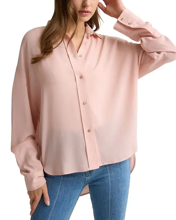 St. John Silk High-low Blouse - Rose Quartz