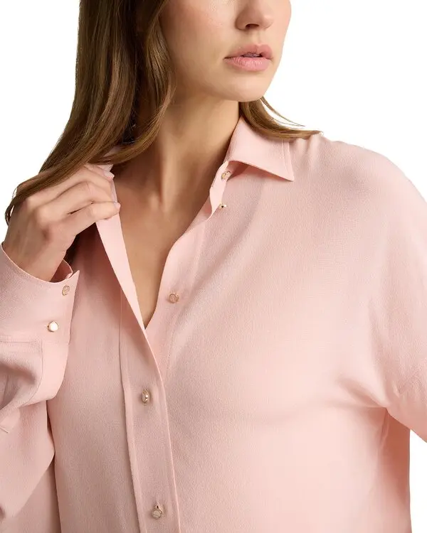 St. John Silk High-low Blouse - Rose Quartz