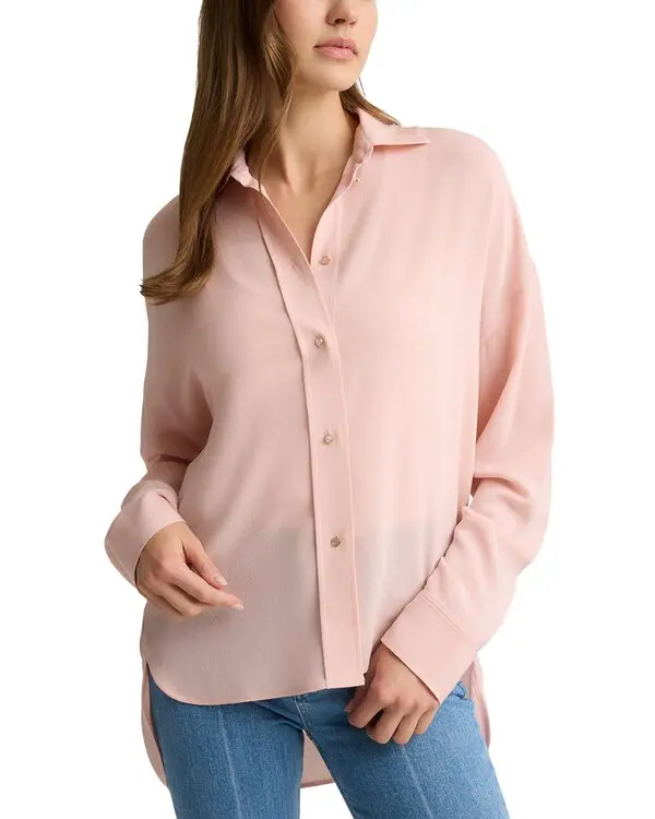 St. John Silk High-low Blouse - Rose Quartz