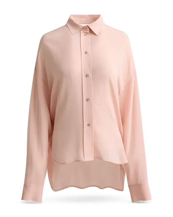 St. John Silk High-low Blouse - Rose Quartz