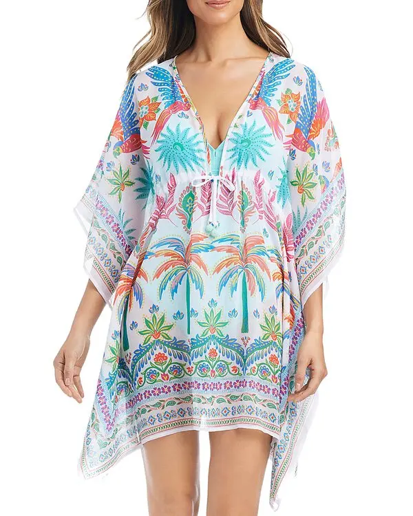 Bleu Rod Beattie Deep V Cover Up Caftan - White