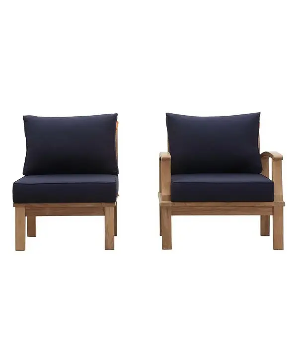 MODWAY Marina Outdoor Patio Teak, Set Of 2 - Natural Navy