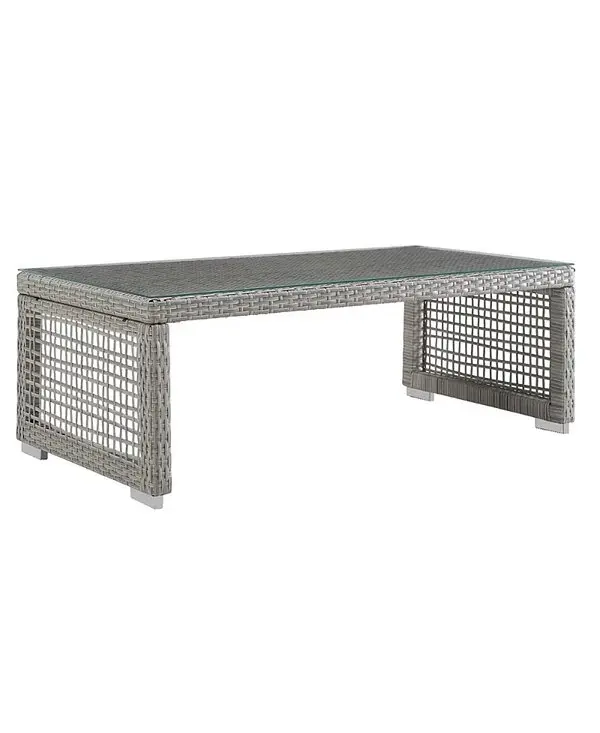 MODWAY Aura Rattan Outdoor Patio Coffee Table - Gray