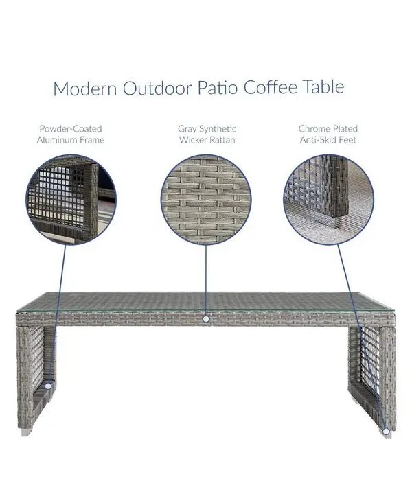 MODWAY Aura Rattan Outdoor Patio Coffee Table