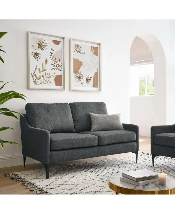 MODWAY Corland Upholstered Fabric Loveseat - Charcoal
