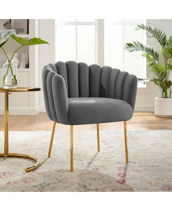 MODWAY Sanna Channel Tufted Performance Velvet Armchair - Gray