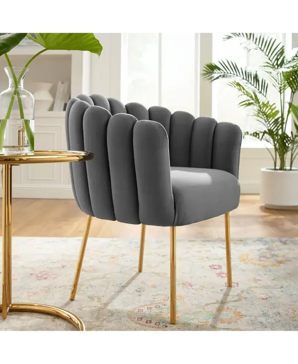 MODWAY Sanna Channel Tufted Performance Velvet Armchair - Gray