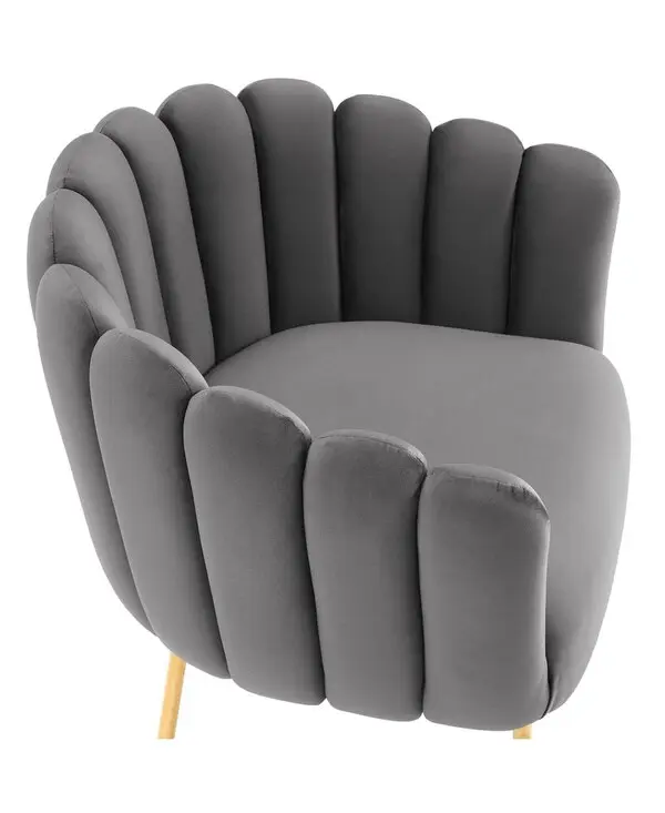 MODWAY Sanna Channel Tufted Performance Velvet Armchair - Gray