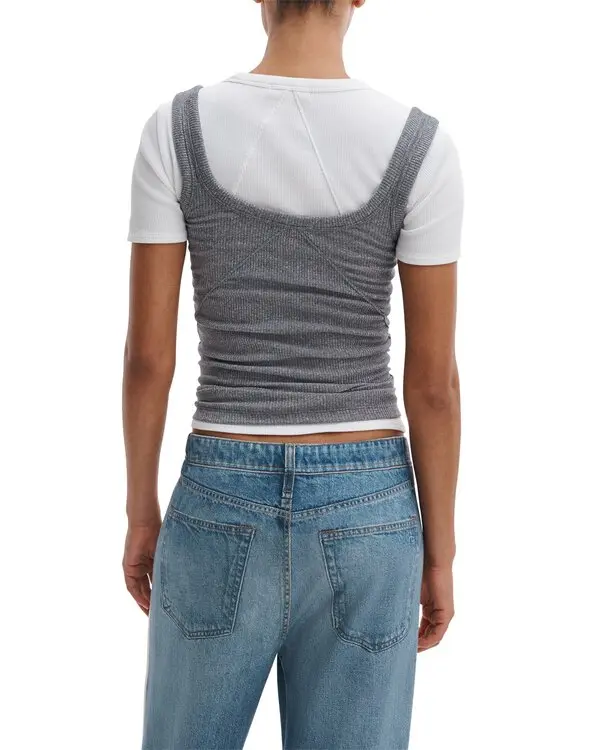 Rag & Bone The Essential Rib Wide String Tank Top - Heather Gray