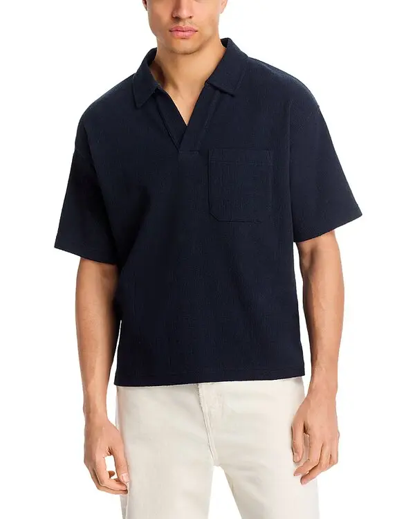 FRAME Textured Polo Shirt - Dark Navy