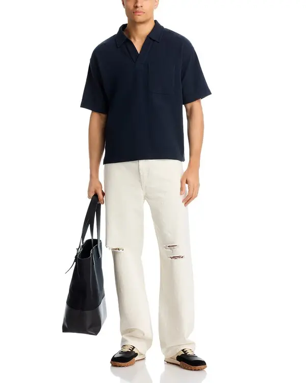 FRAME Textured Polo Shirt - Dark Navy