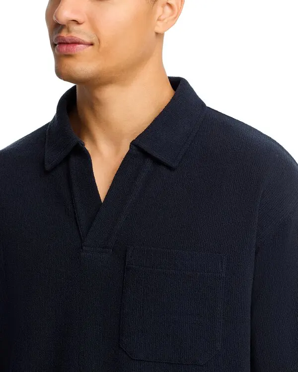FRAME Textured Polo Shirt - Dark Navy