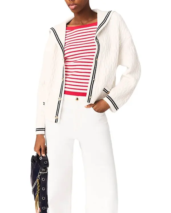 Maje Cable Knit Cardigan - Ecru