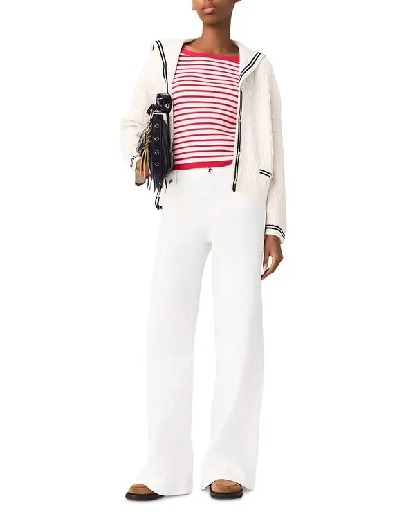 Maje Cable Knit Cardigan - Ecru