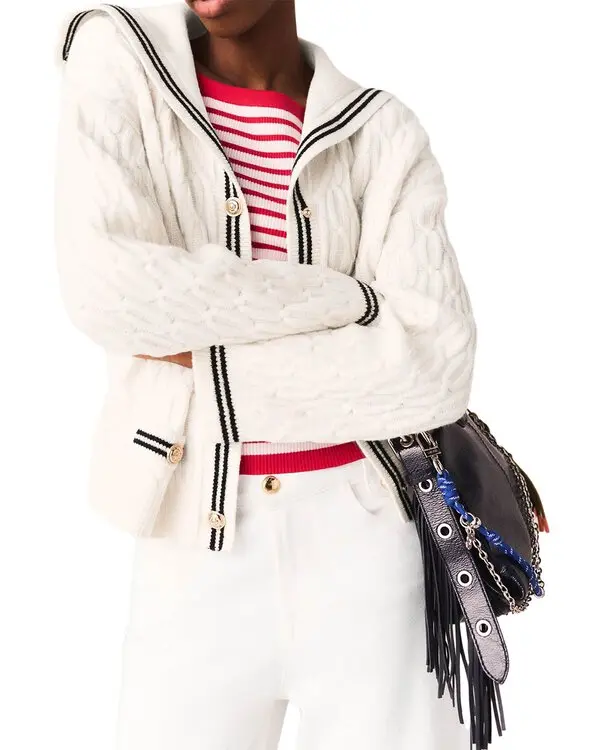 Maje Cable Knit Cardigan - Ecru