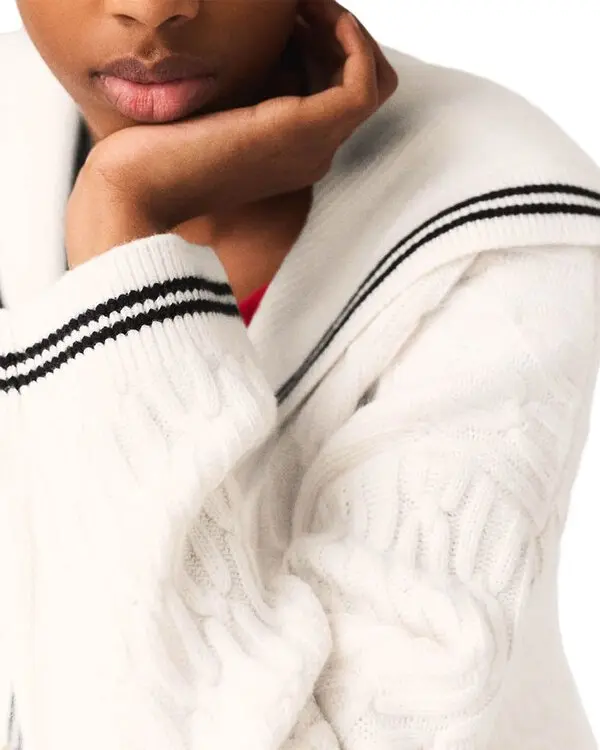 Maje Cable Knit Cardigan - Ecru