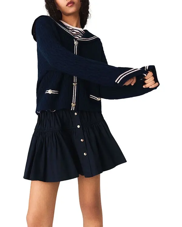 Maje Cable Knit Cardigan - Navy