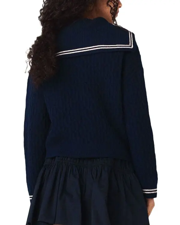 Maje Cable Knit Cardigan - Navy