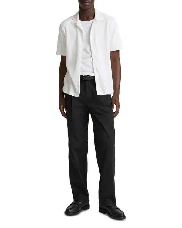 Vince Mesh Knit Short Sleeve Cabana Shirt - Optic White
