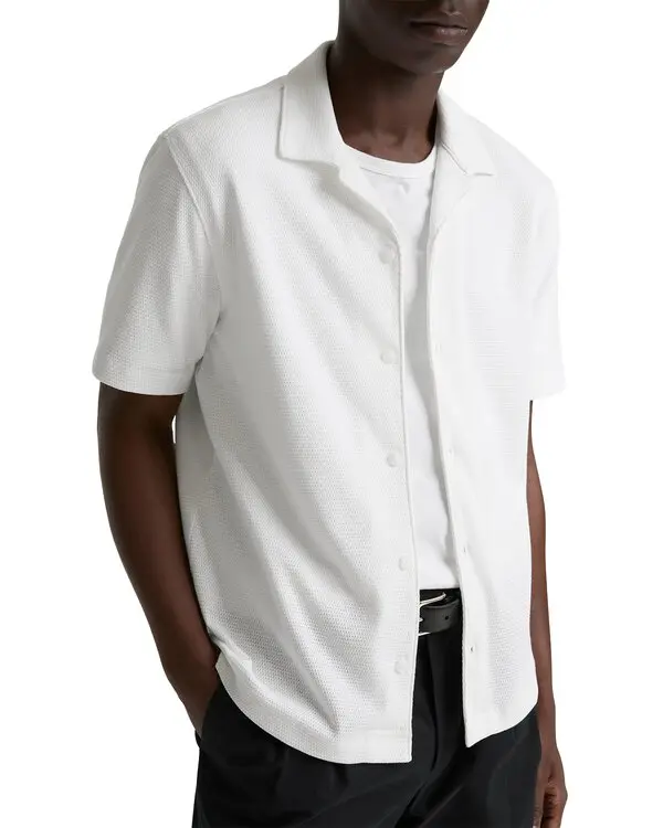 Vince Mesh Knit Short Sleeve Cabana Shirt - Optic White