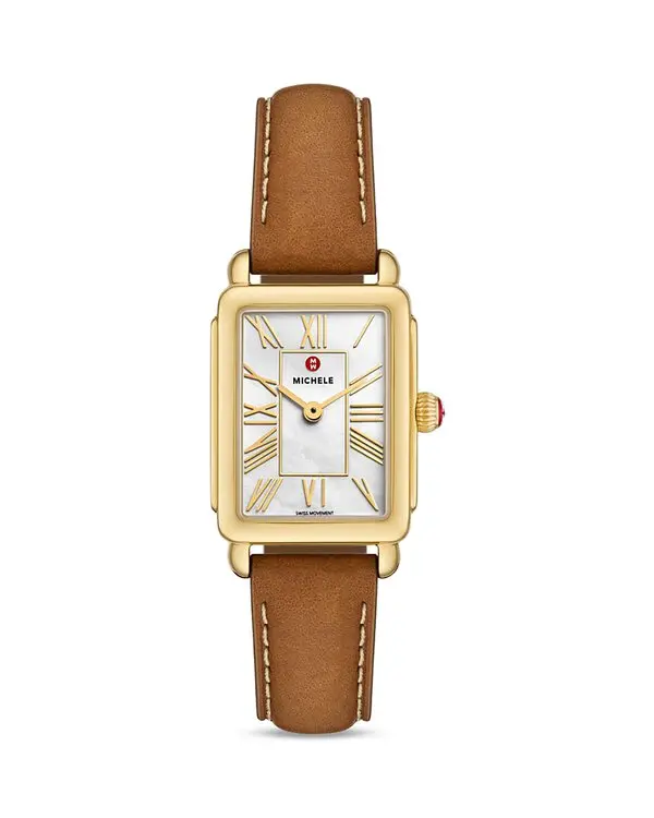 Michele Deco Park 18k Gold-plated Watch - Brown/white