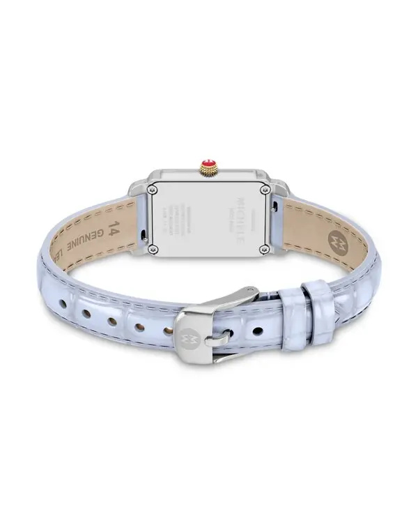Michele Deco Park Two-tone 18k Gold-plated Leather Watch - Blue/white