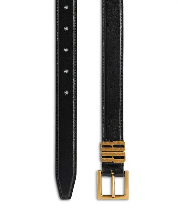 Balenciaga Bb Editor Leather Belt - Black