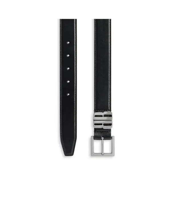 Balenciaga Bb Editor Leather Belt - Black/silver
