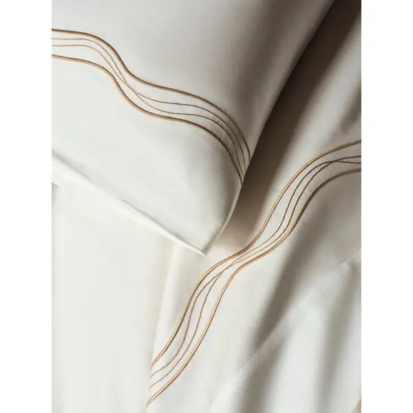 Frette Silent Embroidery Sheet Set, Queen Exclusive - Milk/sand