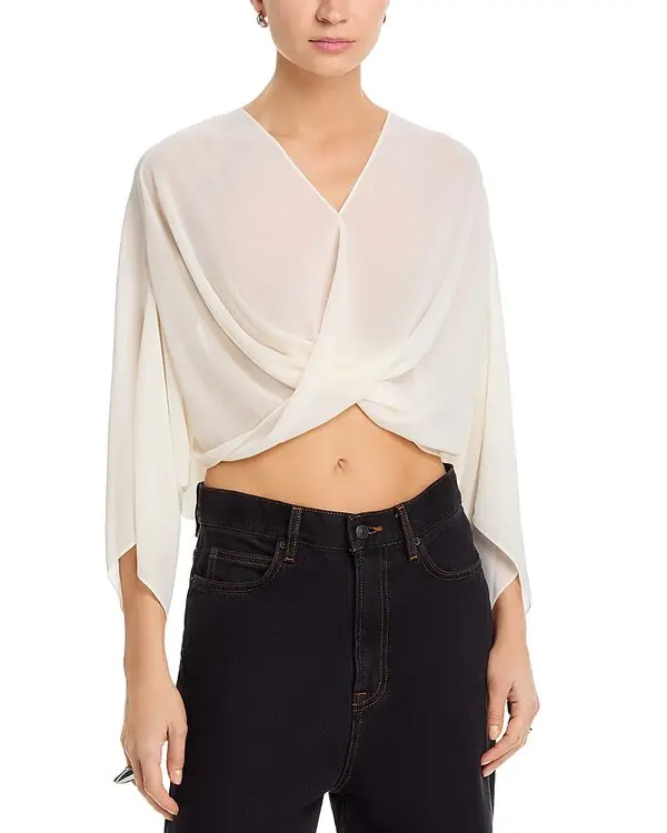 MAISON MARGIELA Draped V-neck Long Sleeve Top