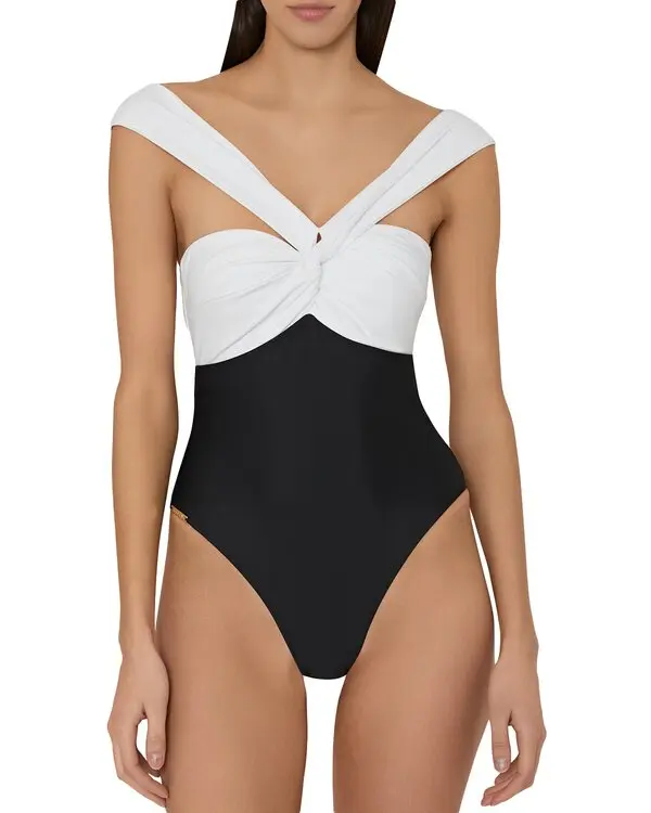 MILLY Betsy Color Block One-piece Swimsuit - White/black