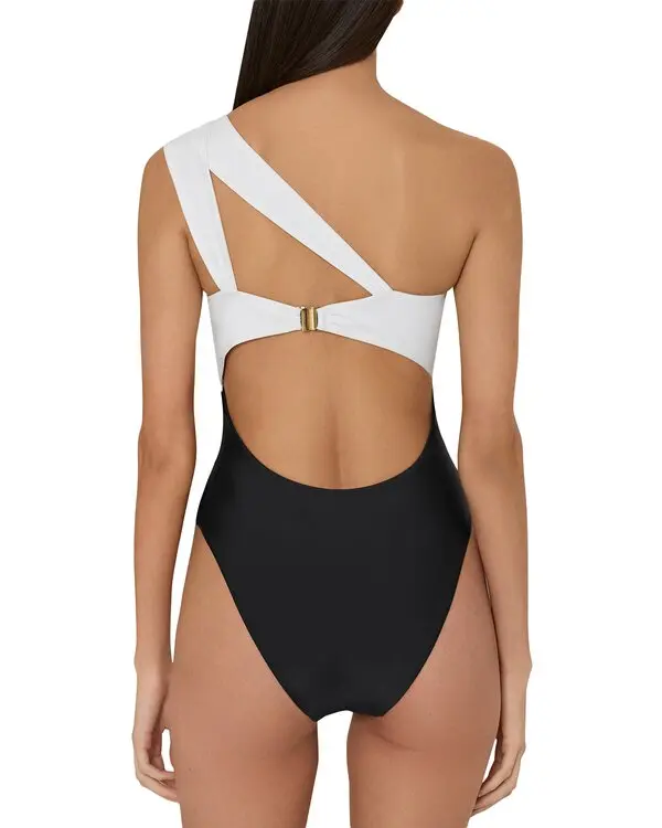 MILLY Betsy Color Block One-piece Swimsuit - White/black