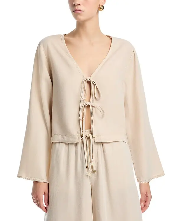 Vintage Havana Tie Front Top - Tan