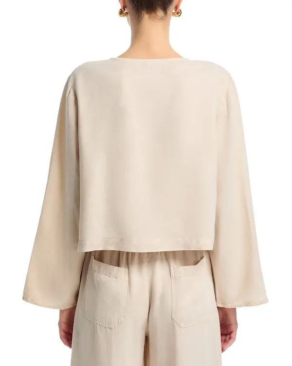 Vintage Havana Tie Front Top - Tan