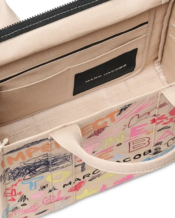 Marc Jacobs The Punk Scribble Canvas Medium Tote Bag - Beige
