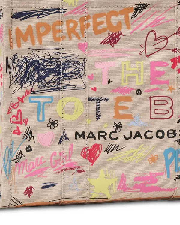 Marc Jacobs The Punk Scribble Canvas Medium Tote Bag - Beige