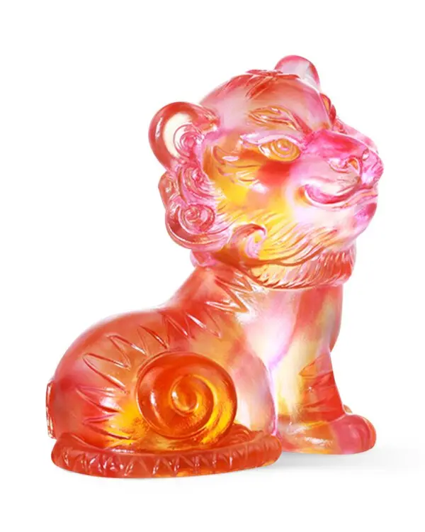 LIULI Ruyi's Twelve Blessings Unstoppable As The Wind Crystal Glass Sculpture - Amber/gold/red/clear